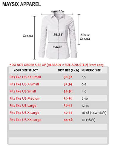 MAYSIX APPAREL Long Sleeve Stretchy Button Down Collar Office Formal Shirt Blouse for Women Purple XL