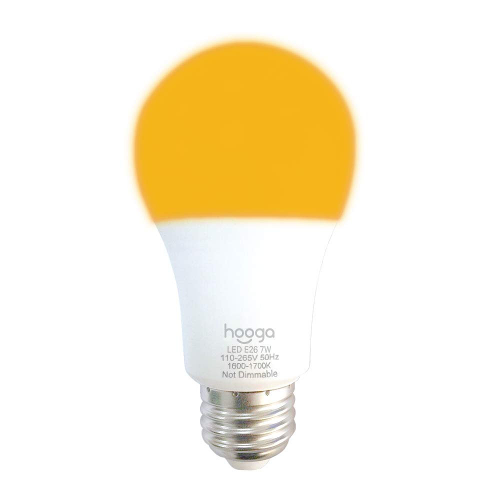 hooga Sleep Light Bulb, Amber Light Bulbs for Sleep Therapy, Blue Light Blocking, 1600K Dim Light Bulbs 45W Equivalent, Mood Soothing Light, E26 A19 Warm Light Bulbs for Bedroom, Nursery, 1 Pack.