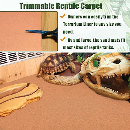 Tfwadmx 2 Pack Reversible Reptile Carpet, 39ββ x 20ββ Terrarium Bedding Substrate Liner Lizard Soft Mats Reptile Cage Mat Supplies and Tongs for Bearded Dragon Tortoise Leopard Gecko Snake