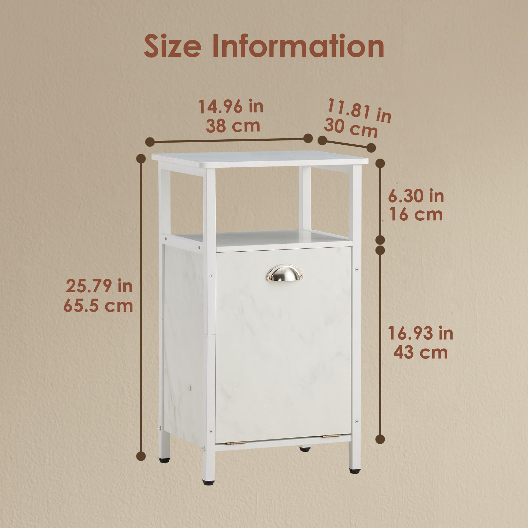 Sufulaa End Table/Nightstand/Bedside Table/Side Table, Decorative Pet Proof Hidden Small 3 Gallon Trash Can Cabinet for Living Room,Bedroom,Home Office,Bathroom,Kitchen