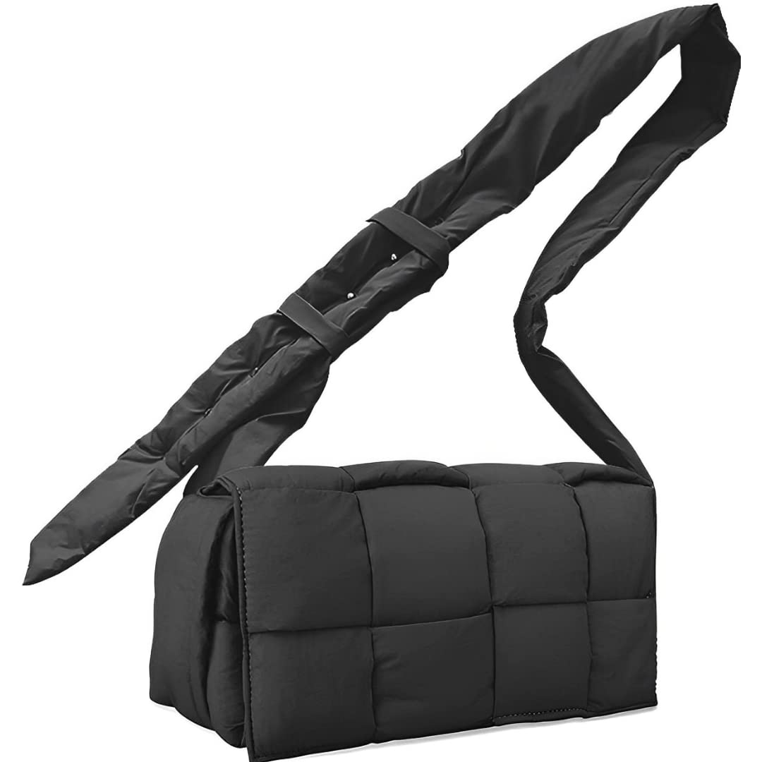 Puffer Crossbody HandBag, Embroidered Crossbody Bag For Women, Padded Designer Shoulder Bag, Completely Enclosed So Even Small Items Are Kept Secure