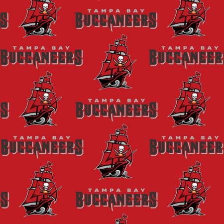 Tampa Bay Buccaneers Cotton Fabric - NFL Team Logo Cotton Fabric by The Yard, Fat Quarter, Half Yard, 1 Yard, 2 Yard Cuts