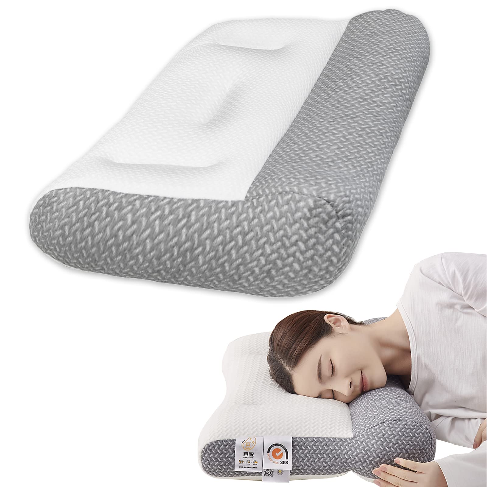 IEVEY Super Ergonomic Pillow,Adjustable Ergonomic Orthopedic Bed Pillow,Contoured Support Pillows Protect Your Neck and Spine,2023 New Ergonomic Pillow for All Sleep Positions (29 * 19in, Grey 1Pcs)