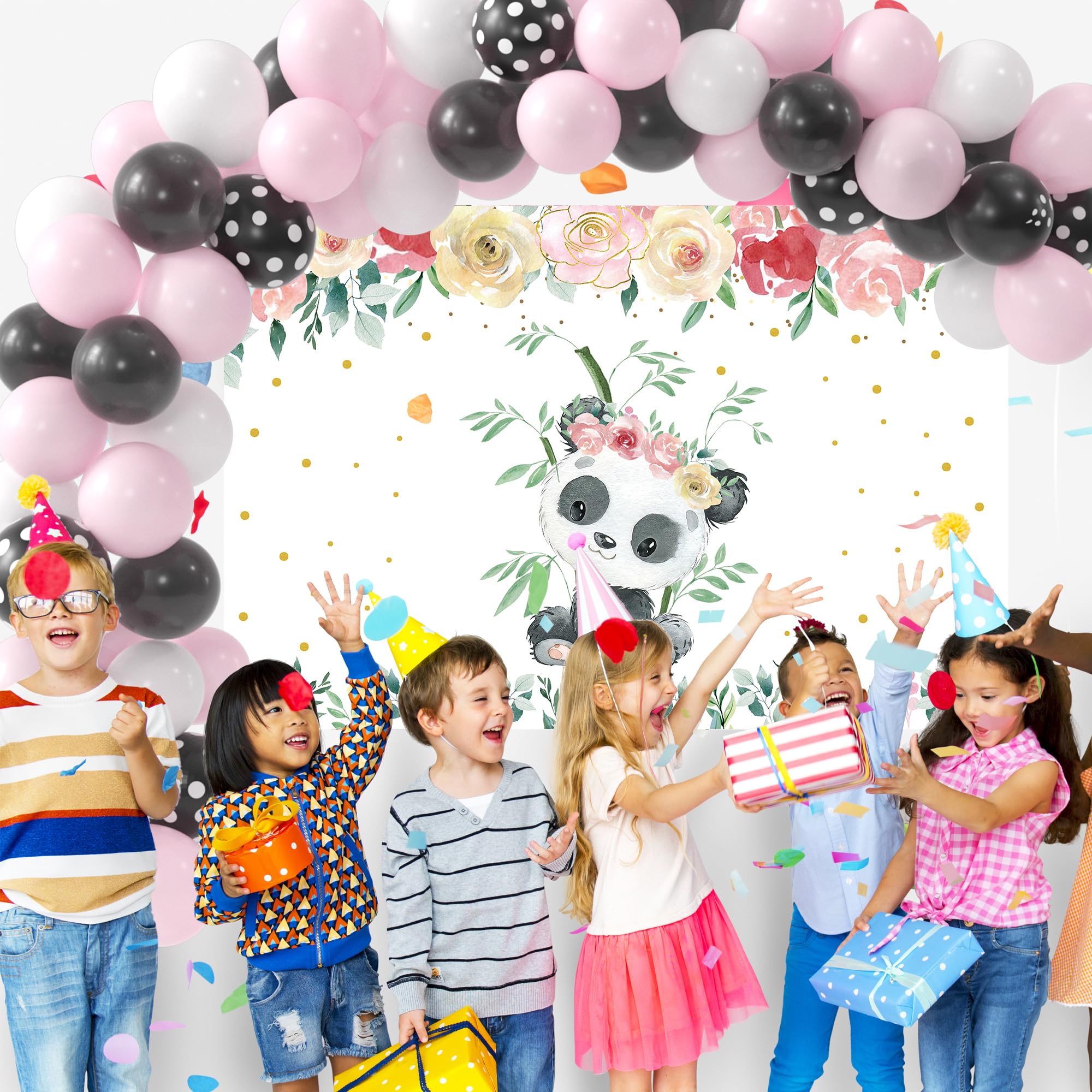 HIPVVILD Panda Party Supplies Kit, Panda Birthday Party Decorations include Balloon Garland Arch, Panda Backdrop, For Panda Theme 1st 2nd 3rd 4th Birthday Baby Shower Party Decorations