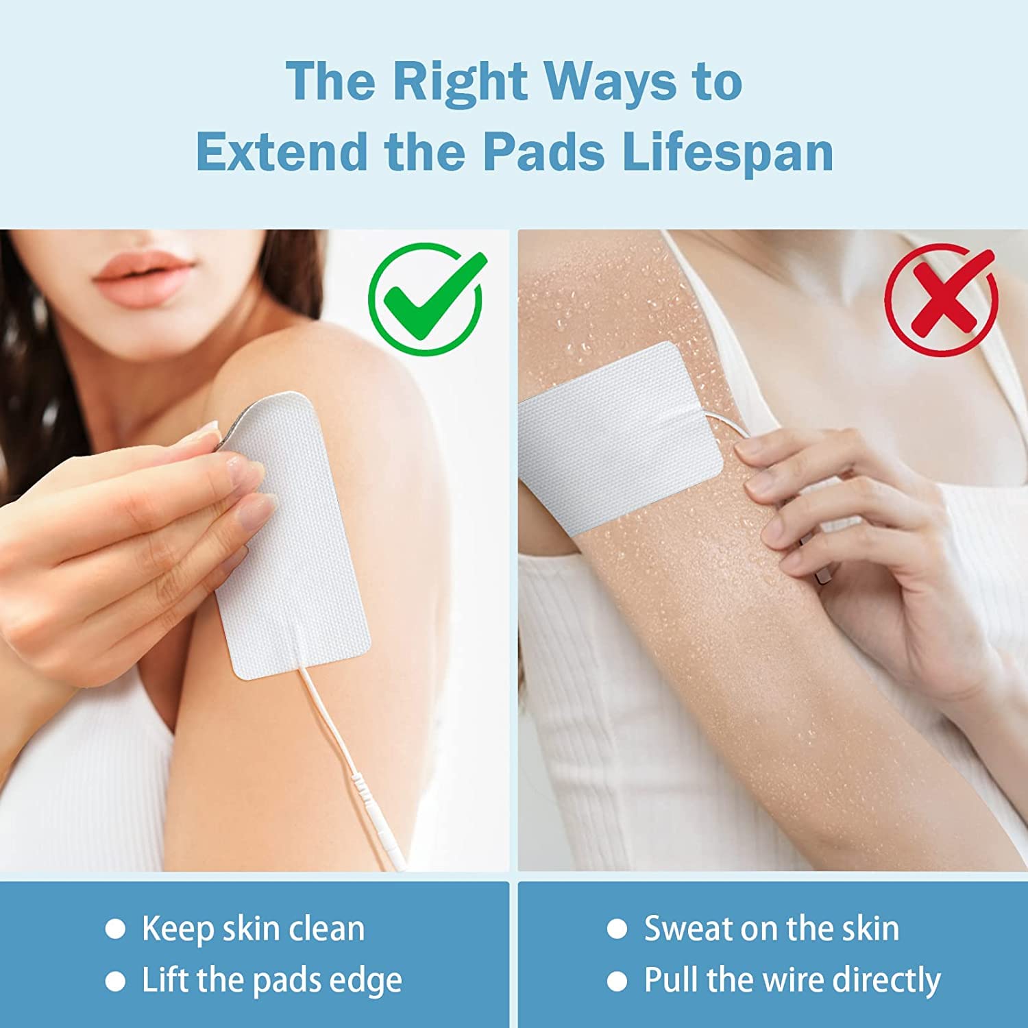 TENS Unit Replacement Pads 10 Pcs 2''x4'' Large Electrode Patches with Upgraded Self-Adhesive and Non-Irritating Design, Reusable 35 Times for Electrotherapy, Compatible with AUVON TENS, TENS 7000
