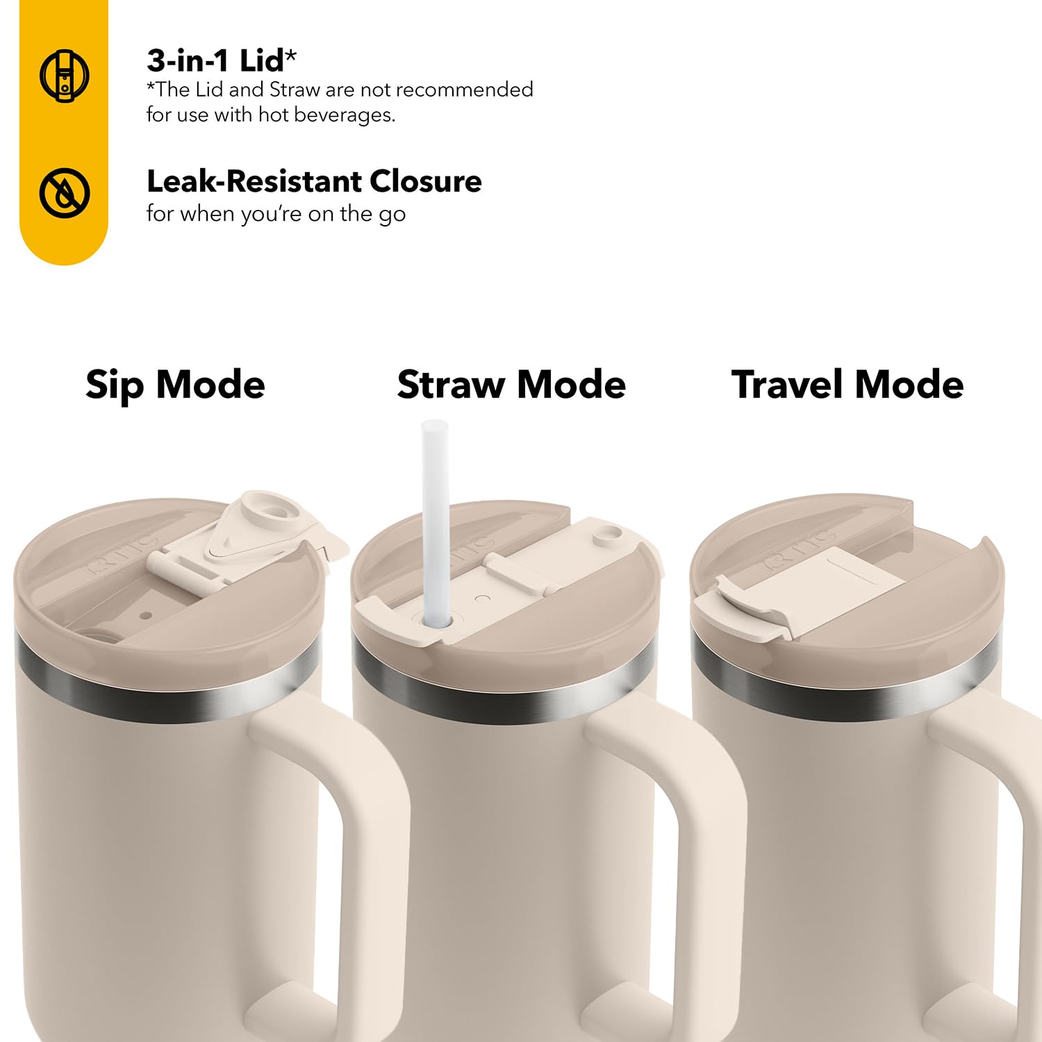 RTIC 40 oz Road Trip Tumbler Double-Walled Insulated Stainless Steel Portable Travel Coffee Mug Cup with Lid, Handle and Straw, Ceramic-Lined, Olive Midnight Camo