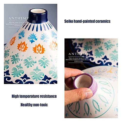 Natural Tagine Casserole Pot Cooking Pot Hand Painted TagineCooking Pot For Cooking And Stew Casserole Slow Cooker Compatible 25Cm 22.5.29