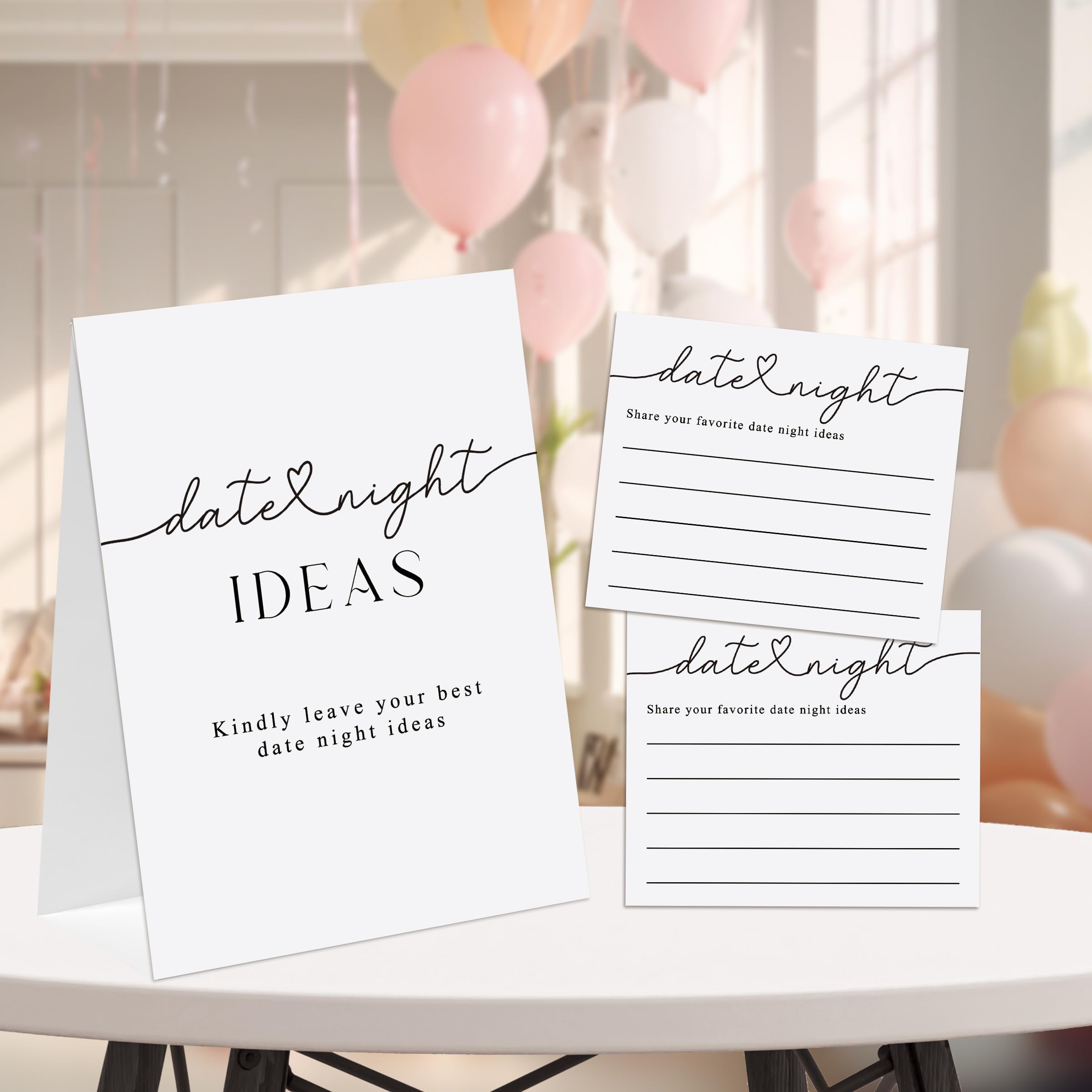stizak Minimalist Theme Bridal Shower Decorations, Date Night Ideas, Bridal Shower Game, 1 Sign and 50 Cards, Modern Bridal Shower Shower, Wedding Shower Games(dn07)
