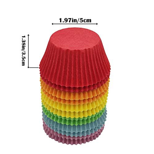 Mombake Standard Rainbow Bright Greaseproof Cupcake Liners Paper Baking Cups Assorted 6 Colors, 200-Count
