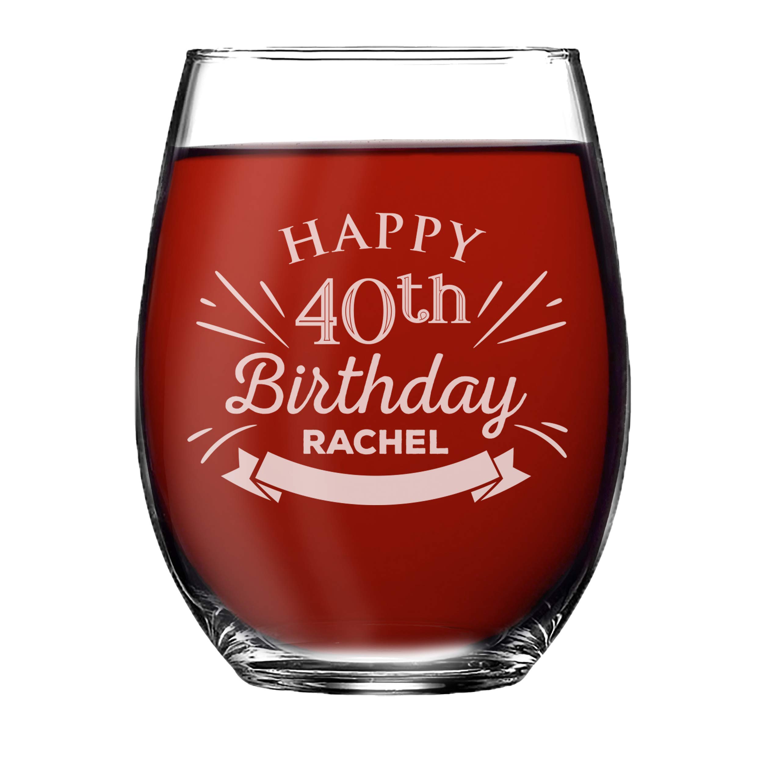 My Personal Memories, Custom Etched Happy 30th 40th 50th 60th Birthday Champagne Flute, Wine, Stemless, Pilsner Beer, Shot Glass (15 oz Stemless Wine Glass)