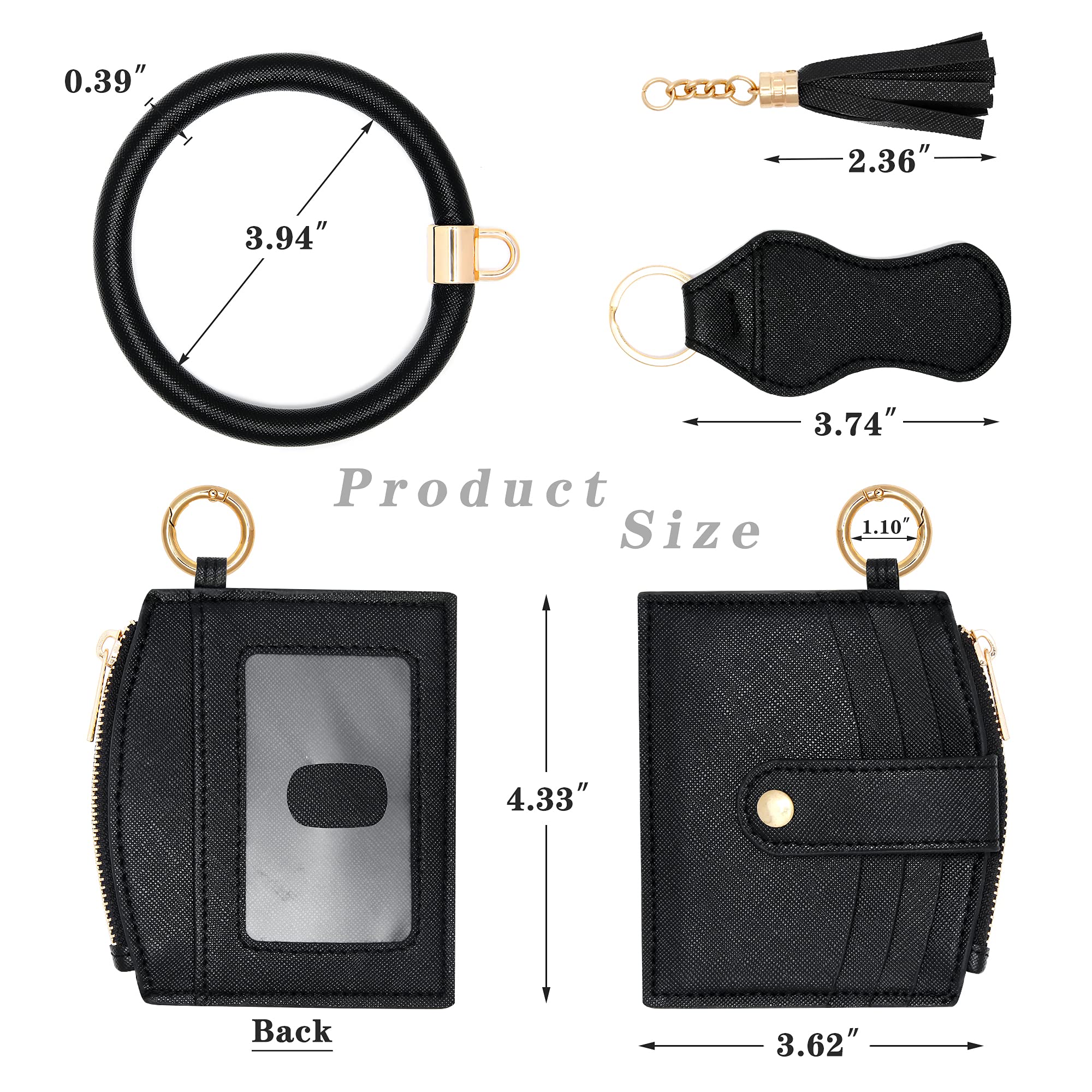 KUKOO Wristlet Bracelet Keychain Wallet for Women Credit Card Holder Tassel Keyring Bangle Lipstick Holder with Gift Box