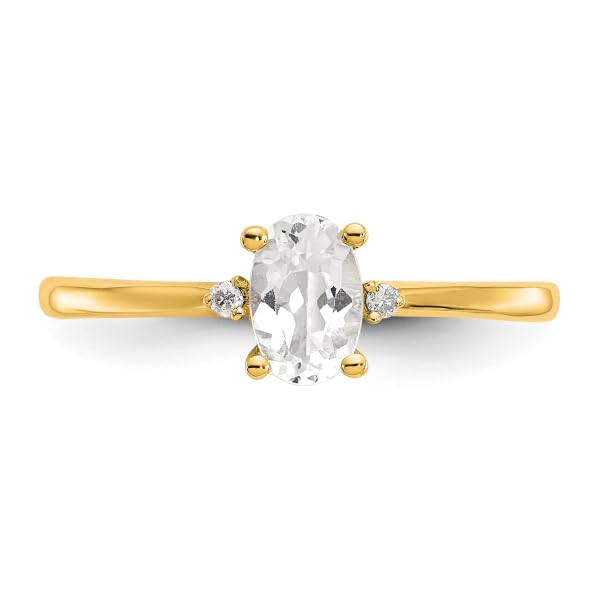 IceCarats 10K Yellow Gold Diamond White Topaz Ring Gemstone Band April Birthstone Jewelry Size 6