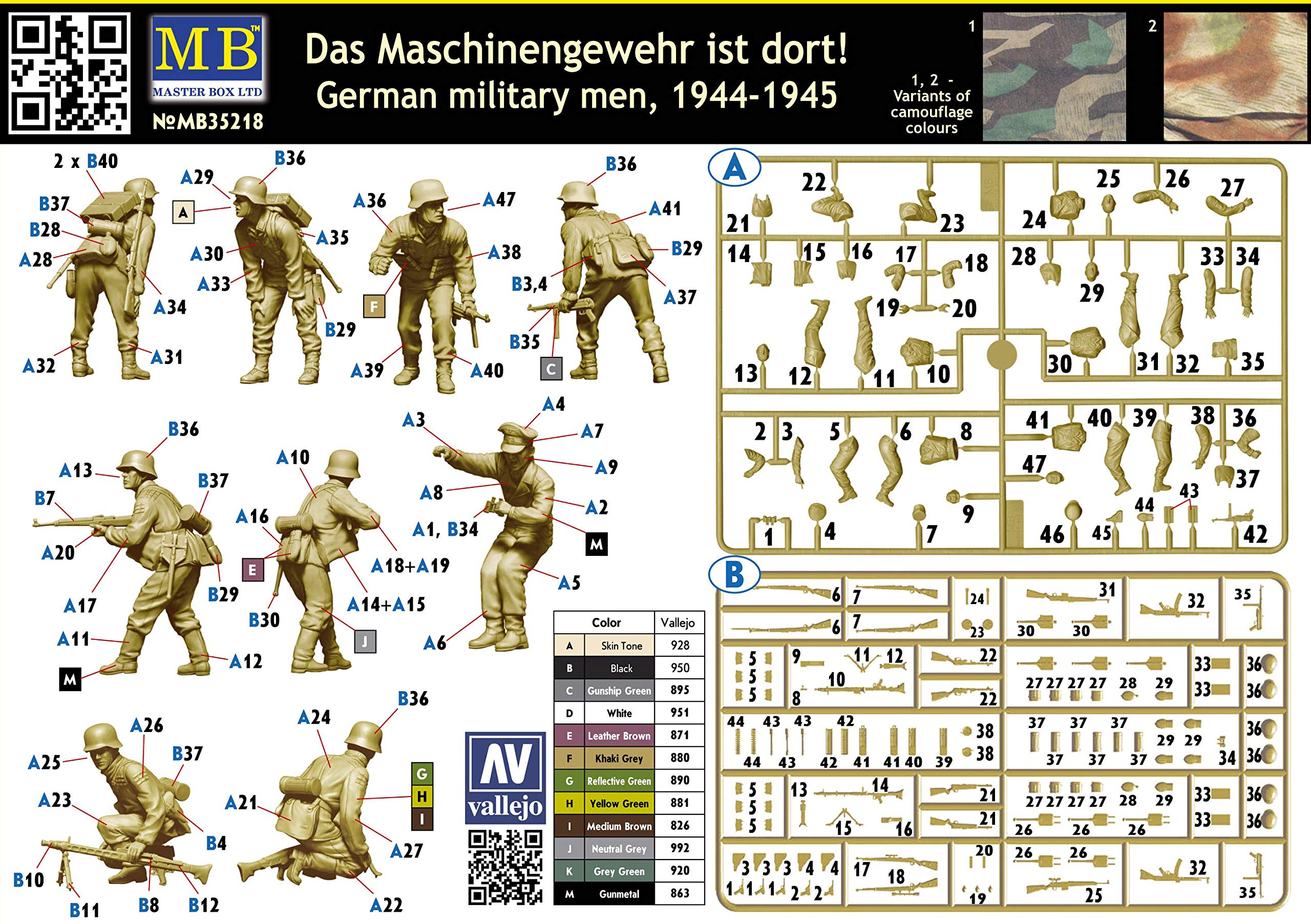 Master Box 35218 1/35 German Military Men 1944-1945 Das Maschinengewehr ist dort