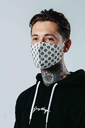Hype ADULT WHITE POLKA DESIGN ADJUSTABLE FACE MASK