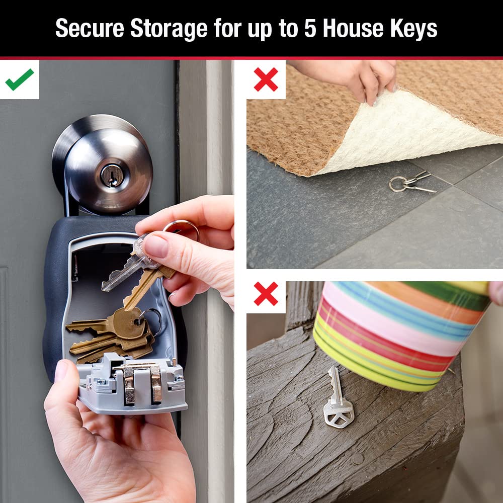 Master Lock Key Lock Box, Outdoor Lock Box for House Keys, Key Safe with Combination Lock, 5 Key Capacity, 2 Pack, 5400EC2, Black