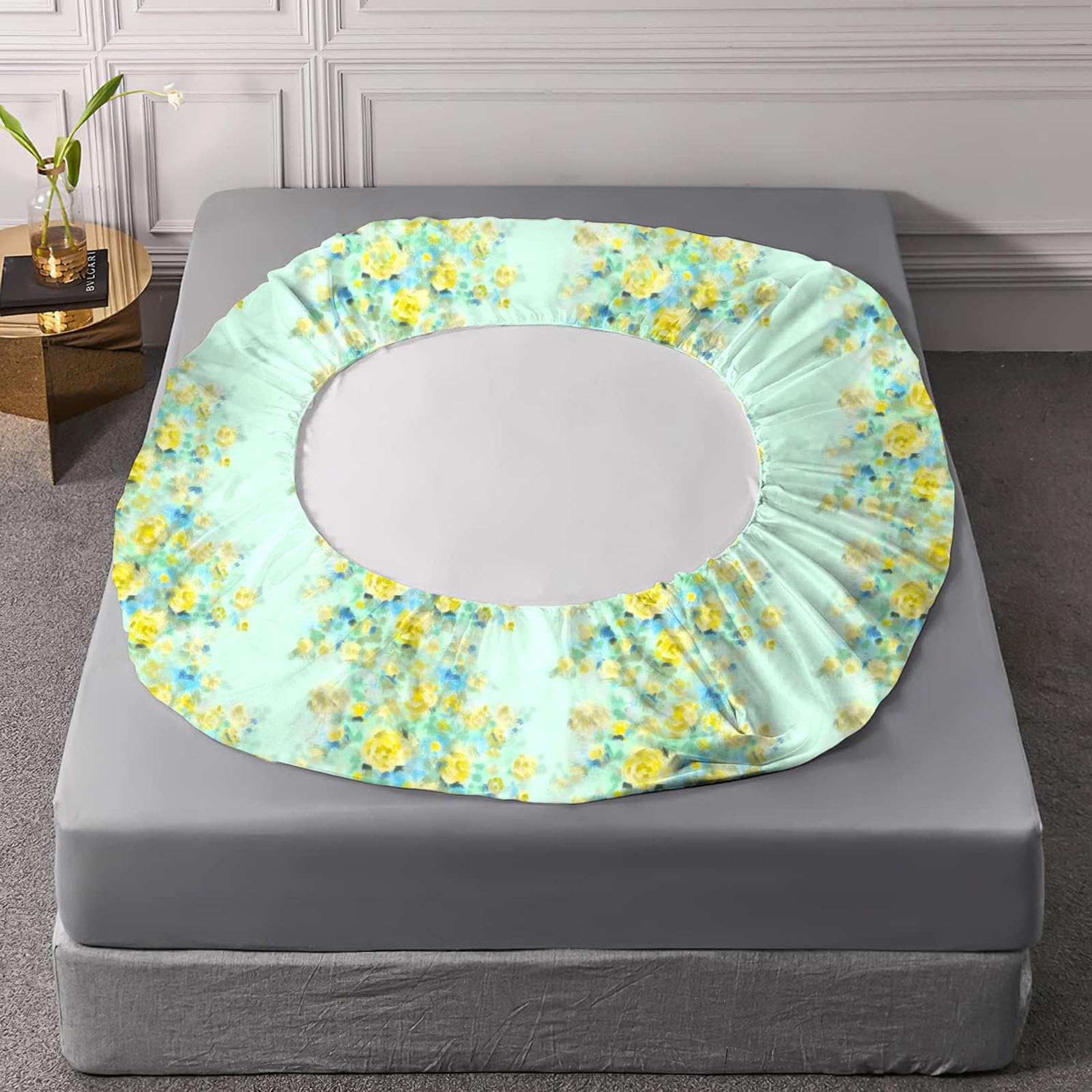 VTKON Green Queen Floral Sheets for Girls Women Adults Botanical Sheets Soft Microfiber Cute Floral Sheets Set for Room Decor with 1 Flat Sheet+ 1 Fitted Sheet+ 2 Pillowcases