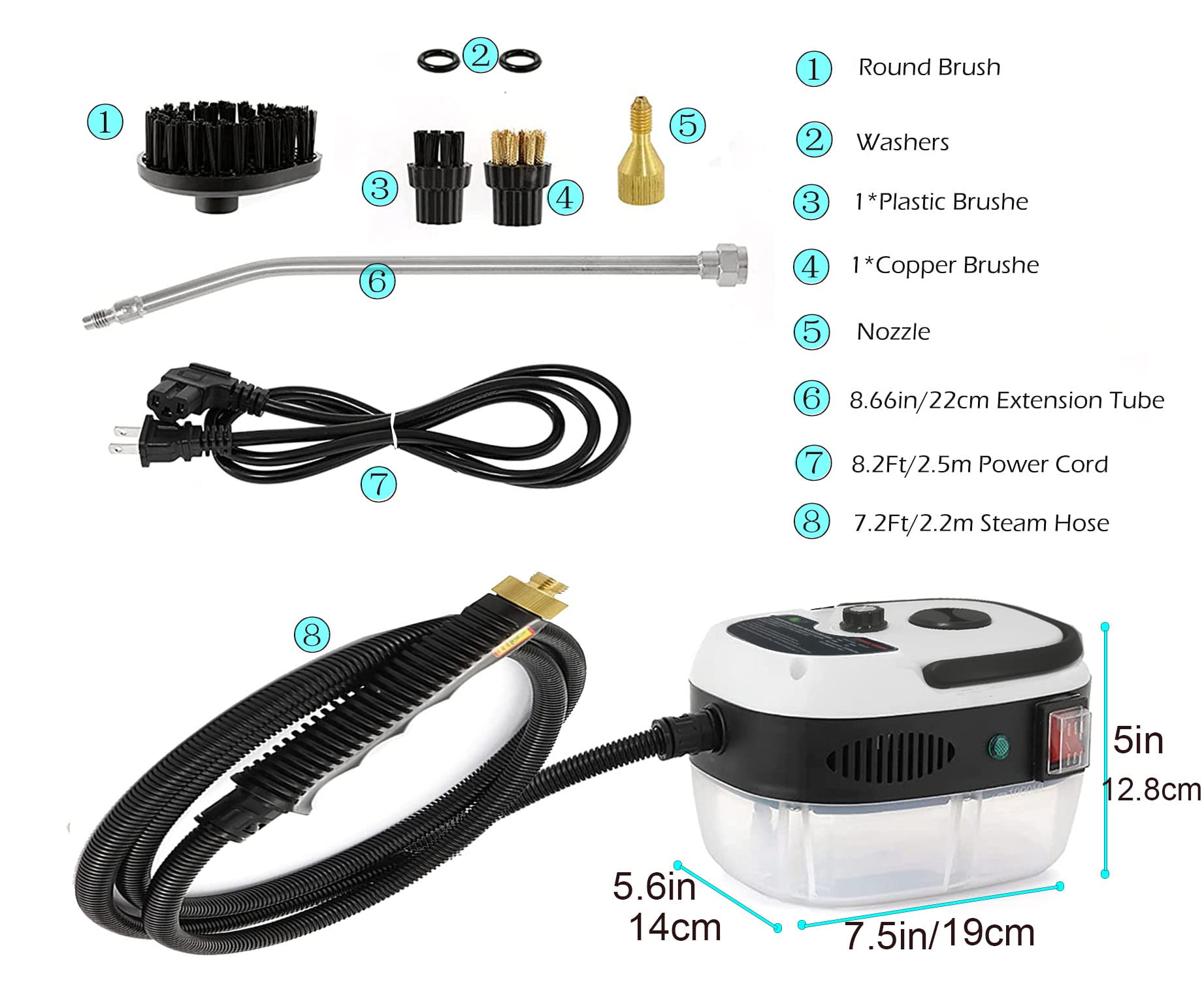 SOHAPY Pressure Steam Cleaner Handheld Steamer High Temp Portable Cleaning Machine, for Home Use Grout Tile Car Detailing Kitchen Furniture Bathroom (Black)