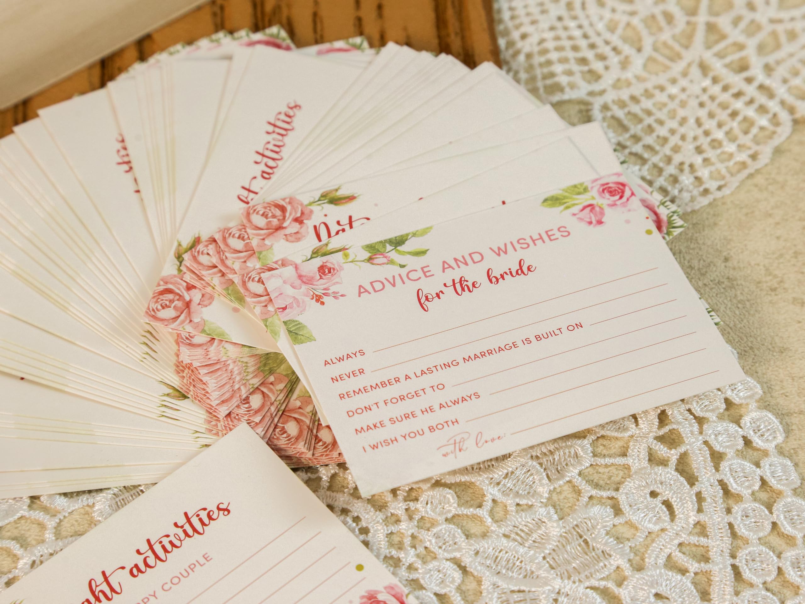 STOFINITY Advice for The Bride Cards - 50 Pcs Wedding Advice Cards for Bridal Shower Decorations, Marriage Advice and Wishes Cards Box for Wedding Shower Decor