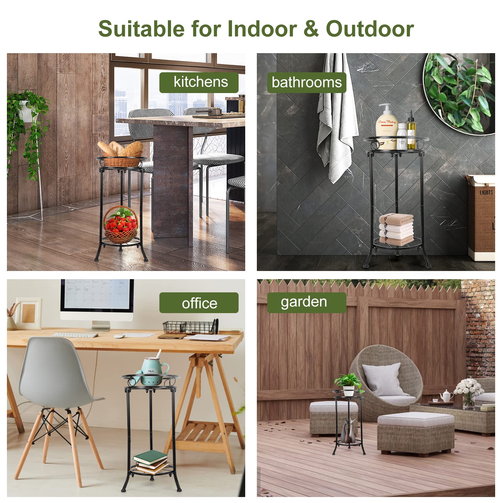 Plant Stands Indoor,Tall Metal Potted Plant Display Holder 2 Tier Patio Flower Pot Stands Anti-Rust Heavy Duty Multiple Stand Holder Shelf Rack(20.3'')