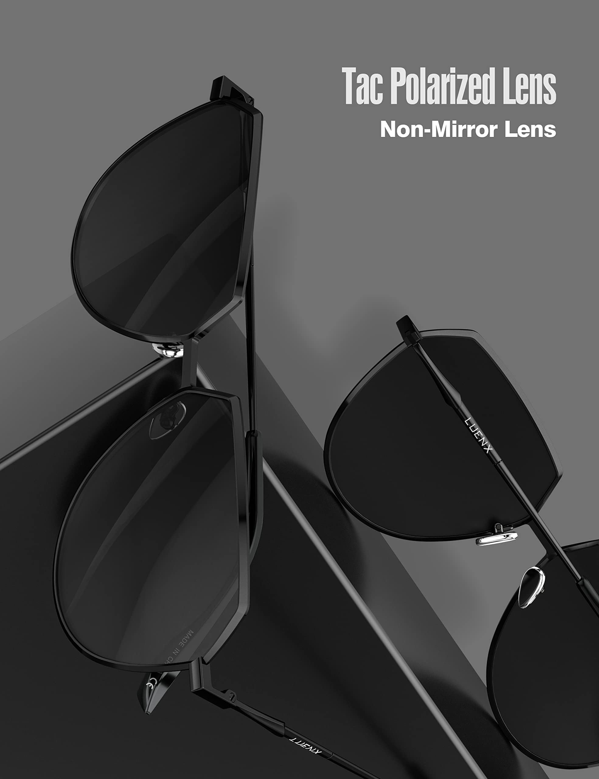 LUENX Aviator Sunglasses Women Men Polarized Shades Polygon Trendy Flat Gradient Amber Lenses Fashion Designer Style
