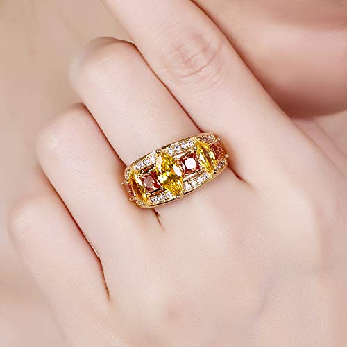 Psiroy Yellow Gold Plated Created Citrine Wedding Band Rings for Women Size 9
