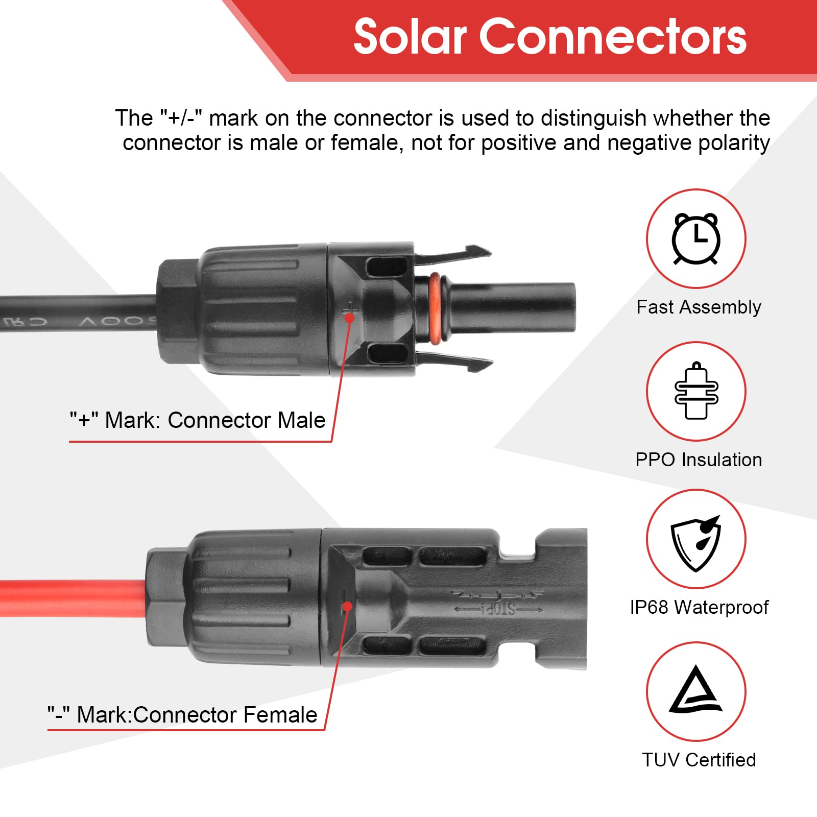 PAEKQ Solar Panel to 5.5x2.1mm Adapter Cable, DC 5.5x2.1mm Connector with DC 8mm, DC 5.5x2.5mm and DC 3.5x1.35mm Converter for Portable Power Station GZ Yeti Jackery Solar Generator- 14AWG 6Ft