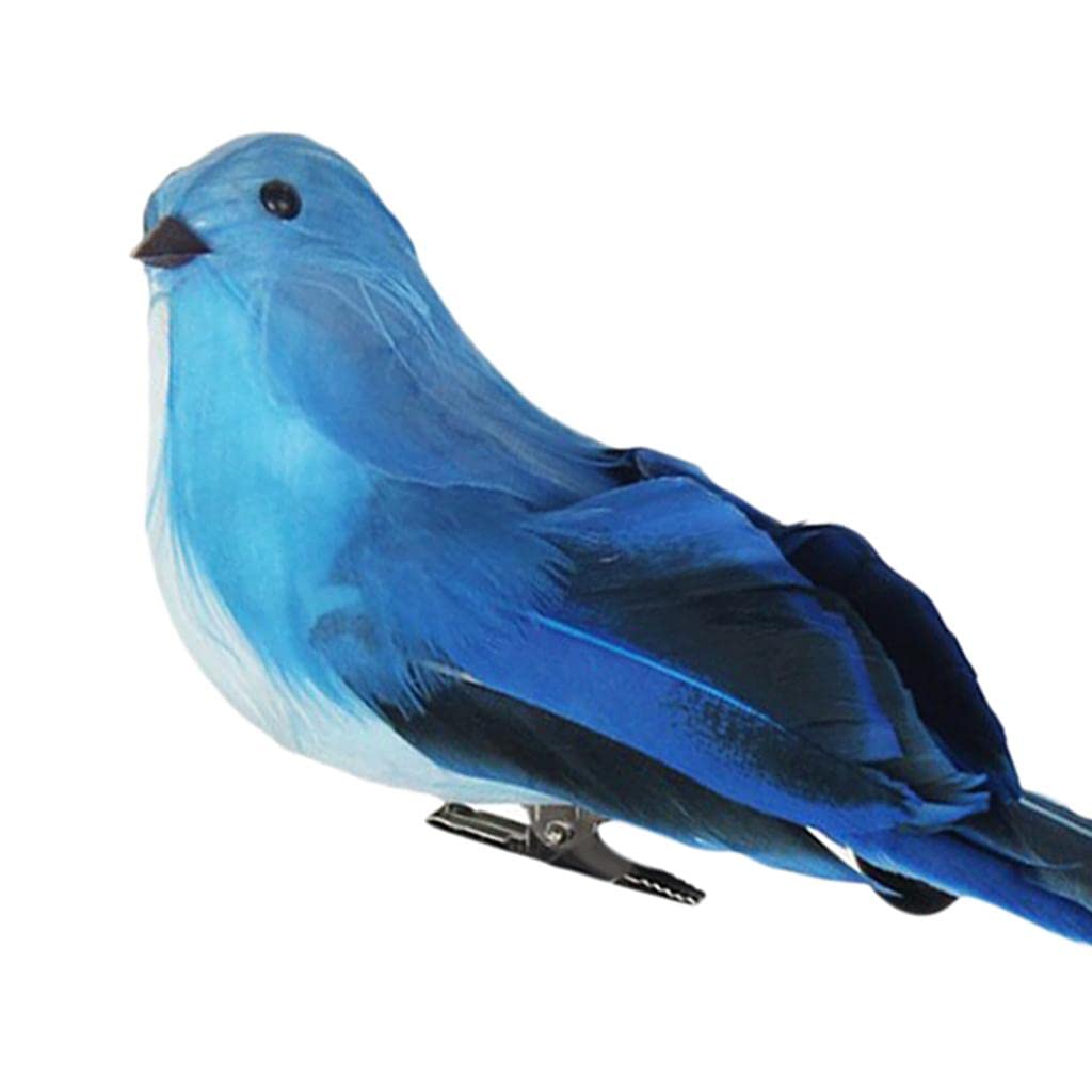 joyMerit 2Pcs Artificial Foam Birds, Clip on Feathered Bird Ornaments, DIY Craft for Home Garden Lawn Decoration Party Accessories, Blue