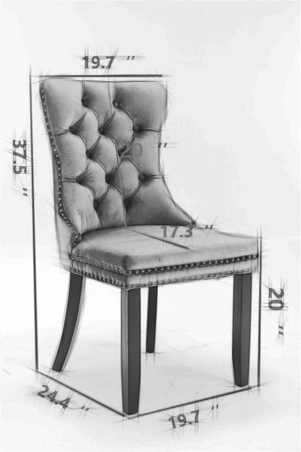 i-POOK Velvet Upholstered Dining Chairs Set of 2, High-end Tufted Wingback Dining Room Chairs with Ring Pull, Nailhead Trim and Gold Metal Legs, Luxury Dining Chairs for Living Room Kitchen, Green