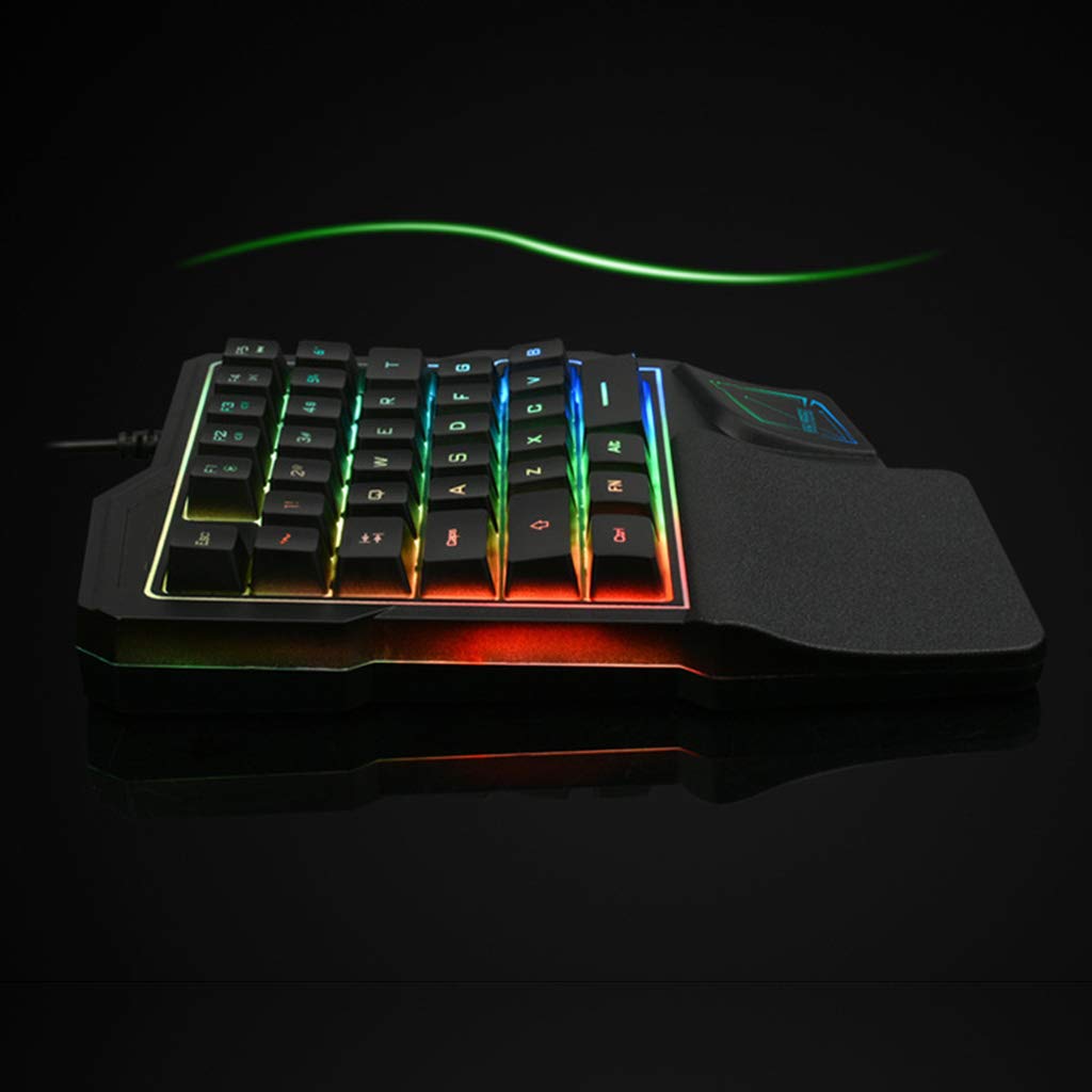 unband K103 Gaming Keyboard One-Handed Mechanical Feeling Keyboard for Laptop Computer Portable Gamer Keyboard Compatible for PUBG Phone