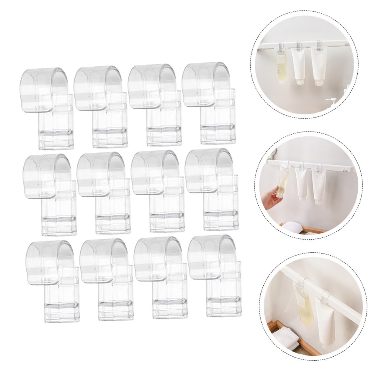 VOSAREA 12pcs Hook Clip Toothpaste Clip Coat Hangers Facial Face Wash Clear Shower Suction Hooks Mirror Holder Clips Bathroom Clear Hanging Clips Multipurpose Storage Hanging Clip