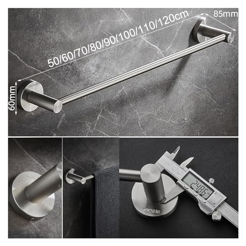 Towel Racks LOHXA Bath Towel Bar Single Bars Towel Rack Rod,Wall Mounted Towel Rail Stainless Steel Bathroom Towel Holder Toilet Kitchen Shower Towel Shelf Single Layer/Color/80Cm(Size:80Cm)