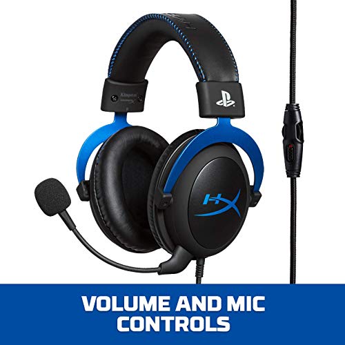 HyperX Cloud - Official Playstation Licensed Gaming Headset for PS4 with in-Line Audio Control, Detachable Noise Cancelling Microphone, Comfortable Memory Foam - Black (Renewed)