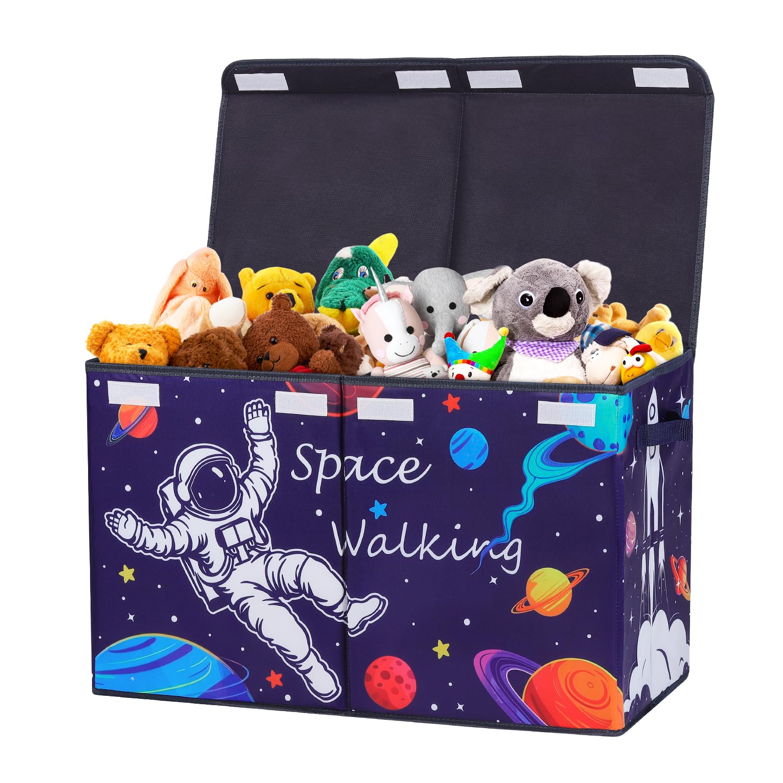 Toy Box Chest with Flip-Top Lid for Kids, Large Collapsible Oxford Toy Storage Box with Handles for Boys Girls, Waterproof Sturdy Dustproof Toy Box for Bedroom Playroom, 25.5×11.8×15.7 Inch