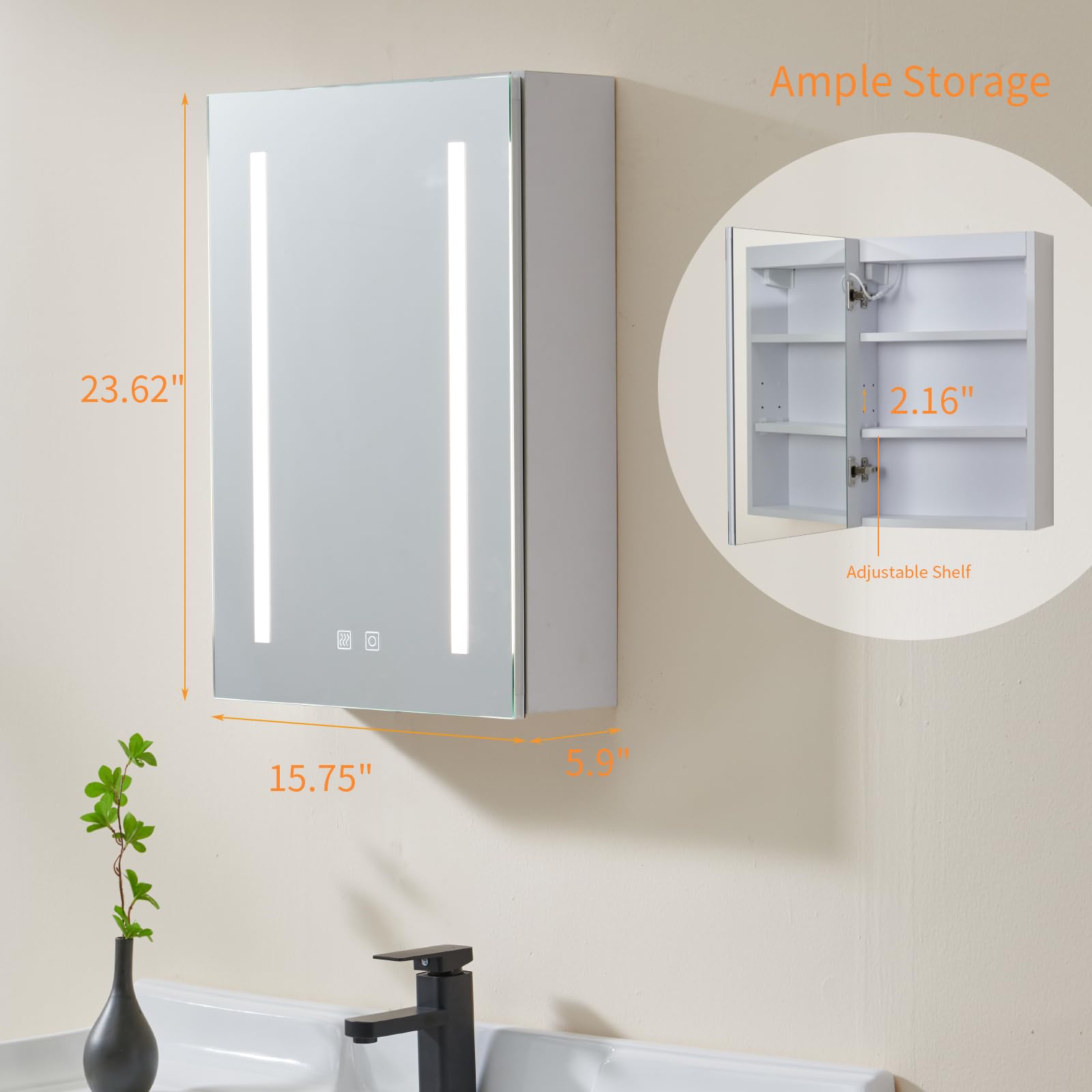 VINGLI LED Lighted Medicine Cabinet with Intelligent Mirror, Bluetooth Speaker, Weather & Temp Display, Dimmable, Anti-Fog, Built-in Outlet & USB, 3-Door Bathroom Mirror Cabinet,48 Inch