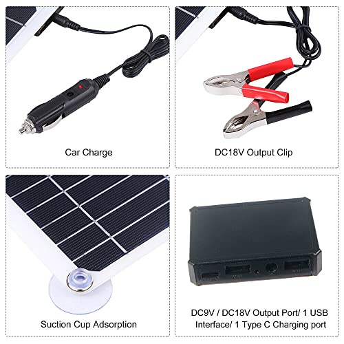Paddsun 200W 12V Solar Panel Battery Charger Kit Monocrystalline PV Module for Car RV Marine Boat Caravan Off Grid System with 100A Charge Controller+Extension Cable