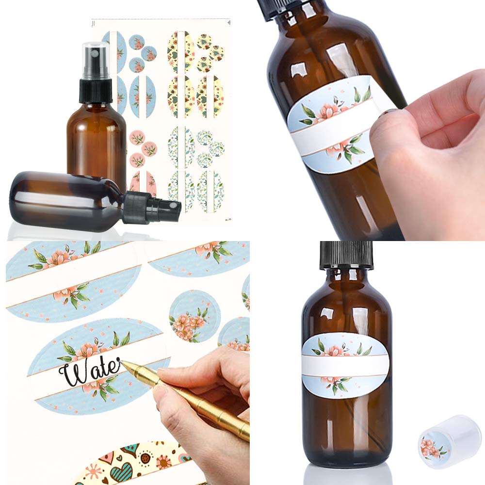 STARSIDE 16 Pack4oz Amber Glass Spray Bottles with Fine Mist Sprayer & Dust Cap for Essential Oils, Perfumes,Cleaning Products, 120 ml Fine Mist Glass Spray Bottle