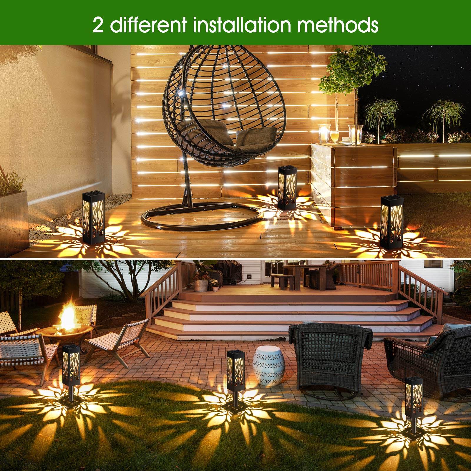 KOOPER Solar Pathway Lights Outdoor 8 Pack, Upgraded Solar Panel Waterproof Auto ON/Off Solar Garden Lights, LED Bright Landscape Outdoor Solar Lights Decorative for Garden, Yard, Patio, Walkway