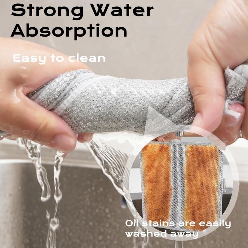 WEERSHUN Multifunctional Non-Scratch Wire Dishcloth,2025 New Steel Wire Dish Towel for Wet and Dry Wire Dishcloth for Dishes Sinks Counters Tops of Stoves(5pcs)