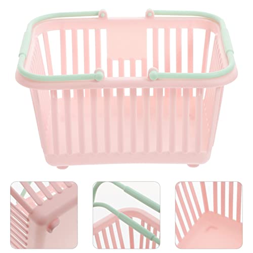 Toddmomy 3pcs Portable Shower Basket Grocery Baskets With Handles Small Basket with Handle for Organizing, Bathroom Kitchen Room Bedroom(Pink)