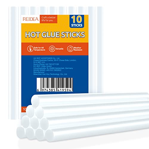 REIDEA Hot Glue Gun Sticks for Full Size Glue Gun, 5.9" Long x .43" Diameter, 10 Count