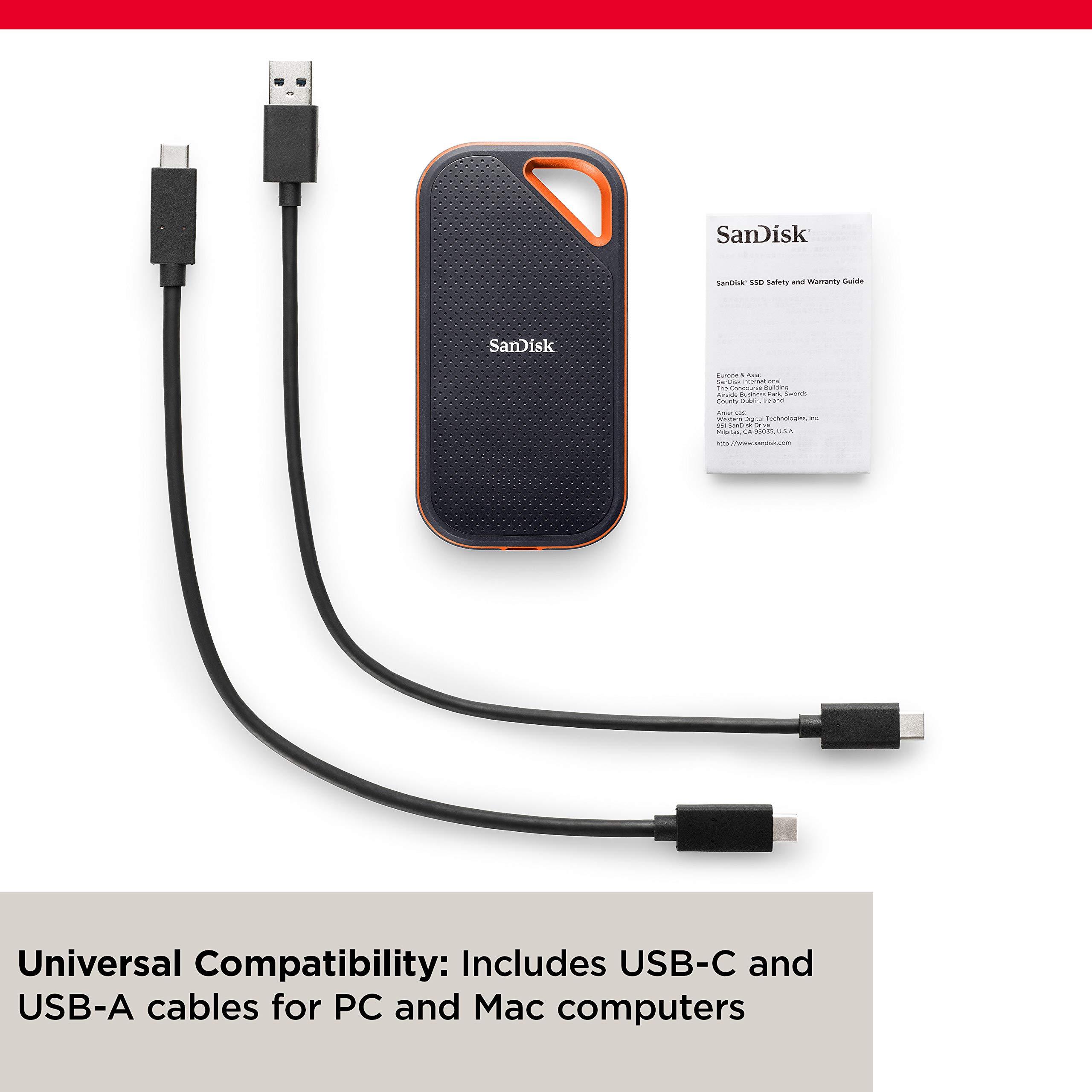 SanDisk 1TB Extreme PRO Portable SSD - Up to 2000MB/s - USB-C, USB 3.2 Gen 2x2 - External Solid State Drive Black & 500GB Extreme Portable SSD - Up to 1050MB/s - USB-C, SDSSDE61-500G-G25
