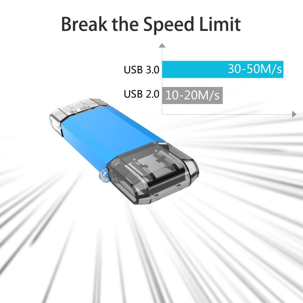 KOOTION USB C Flash Drive 64 GB 2 in 1 USB 3.0 + USB Type C Thumb Drive High Speed up to 90 MB/s Dual OTG Thumb Drive USB Stick for Samsung, Huawei, MacBook, Chromebook Pixel etc.