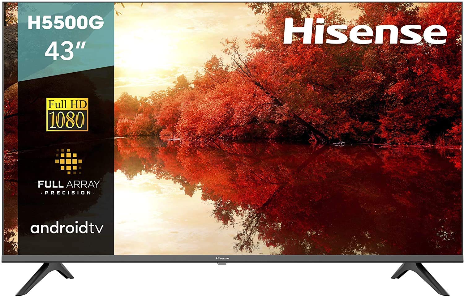 Hisense 43-Inch 43H5500G Full HD Smart Android TV with Voice Remote (2020 Model) and 2.1 Channel Sound Bar Home Theater System with Bluetooth (Model HS214)