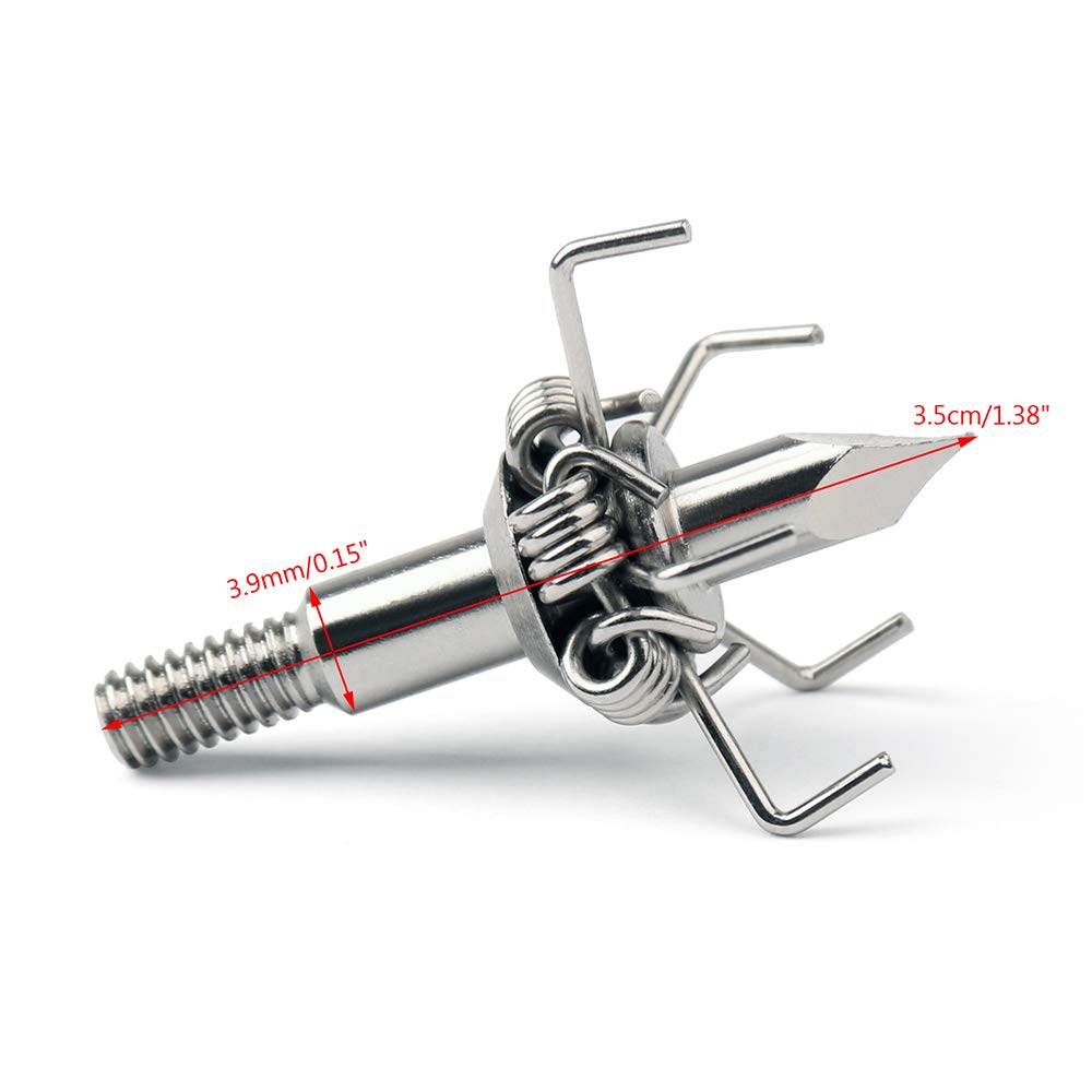 Jocoo 12PK Archery Judo Broadheads Points Tips + 1PK Storage Box, 100Grain Paw Point 4mm Steel Arrowheads for Hunting Small Animals (Sharp)