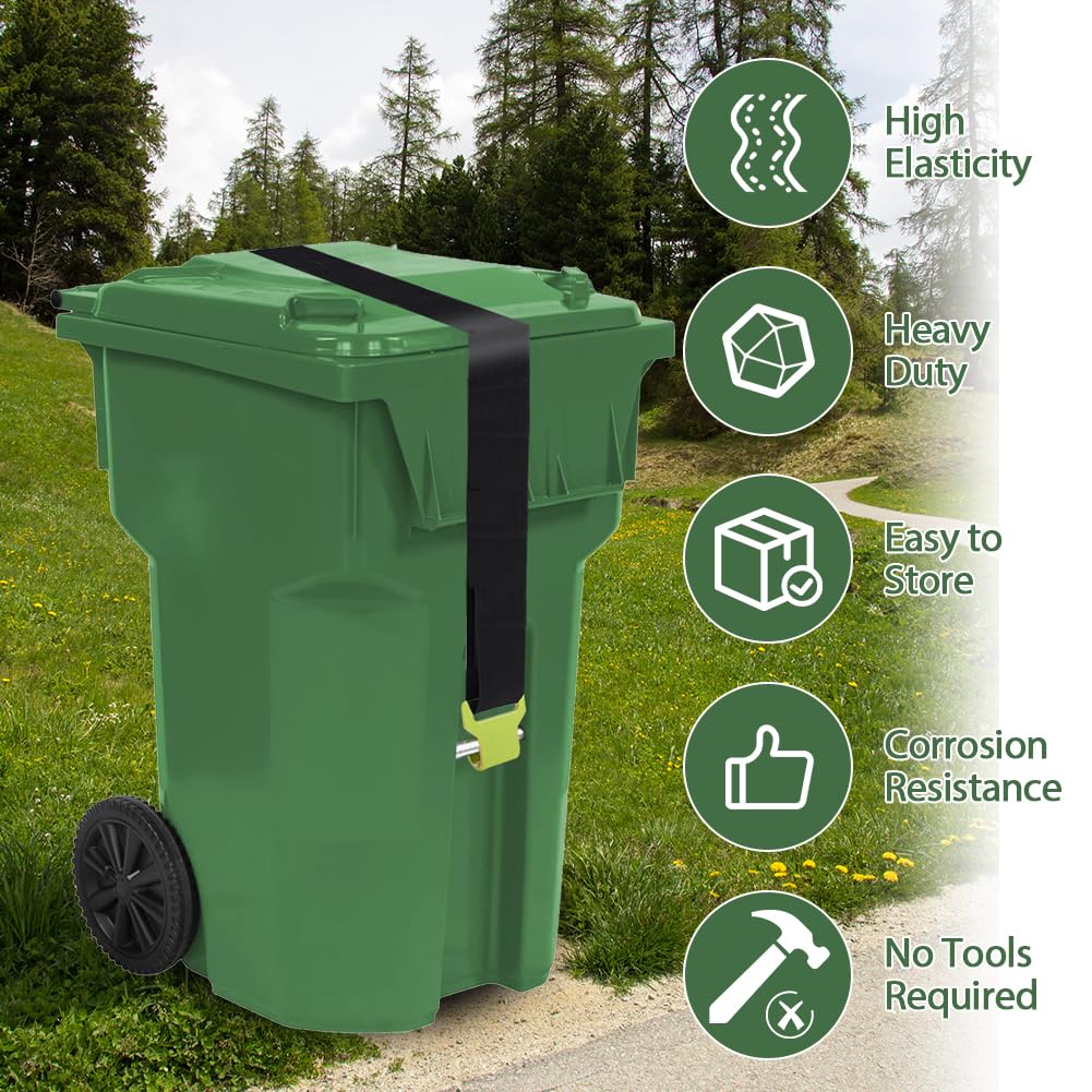 Trash Can Lid Locks, Garbage Can Locks for Animals, Outdoor Bear Proof Trash Can Strap for Raccoon Repellent、Rodent、Squirrel、Dog, Locking Garbage Can During Strong Winds