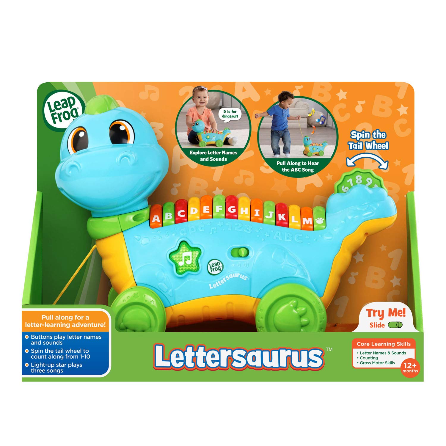 LeapFrog Lettersaurus Alphabet Pull Toy, Teal