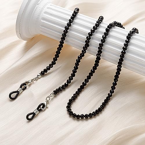 Purida Beaded Eyeglasses Chain for Women, Reading Glasses Holder,Sunglasses Chain, Lanyard for Face Mask, Black
