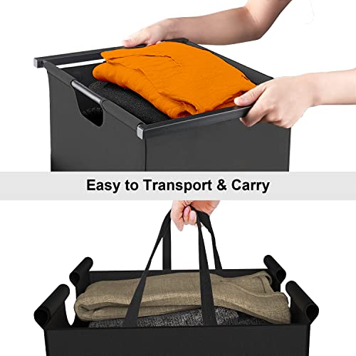 Tohomeor Laundry Sorter with 3 Laundry Basket Rolling Laundry Hamper Cart with Wheels Sliding Pull Out and Removable Laundry Basket Bags for Laundry Room Bathroom Bedroom (Rustic Brown)