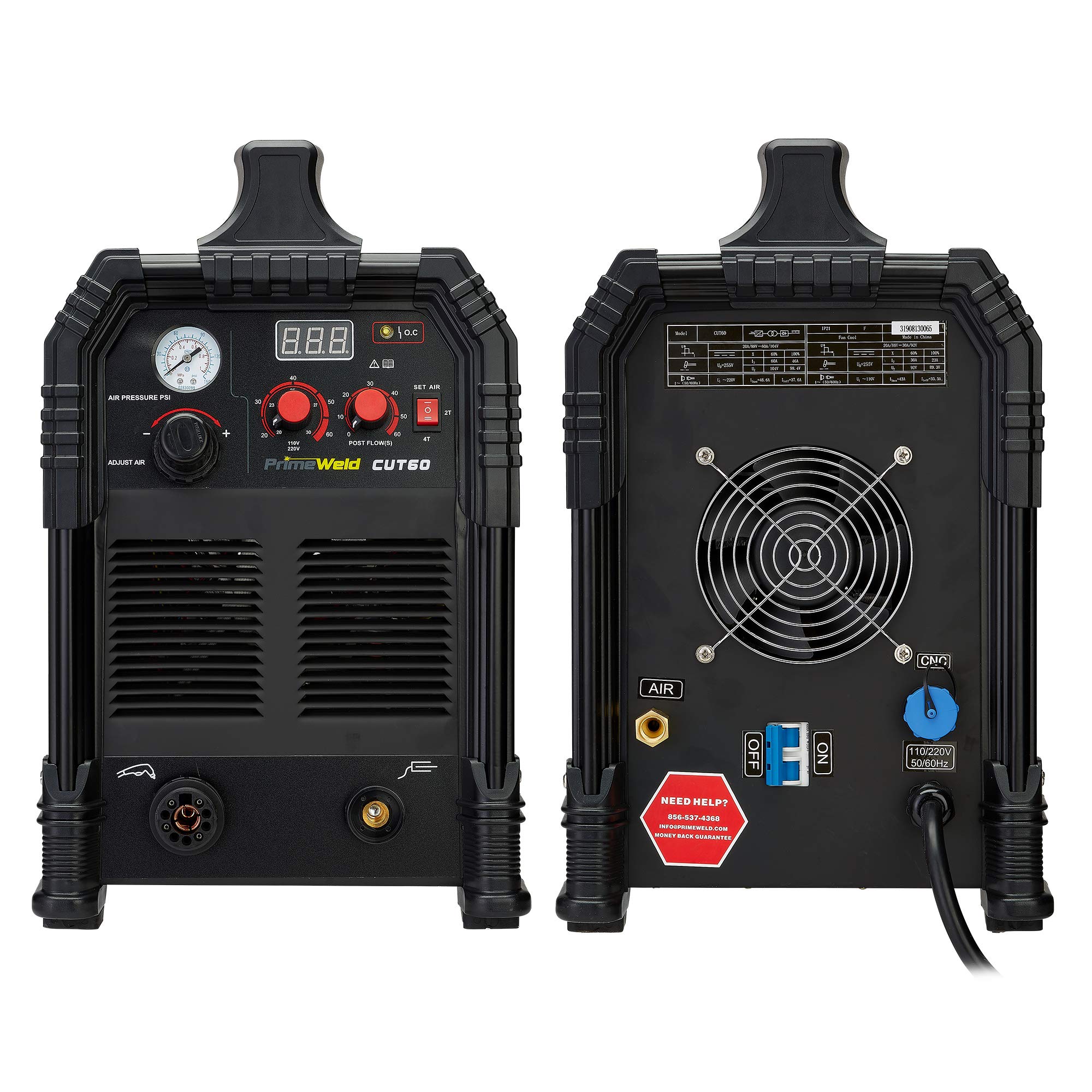 PRIMEWELD CUT60 60Amp Non-Touch Pilot Arc PT60 Torch Plasma Cutter 110V/220V Dual Voltage 3 Year Warranty