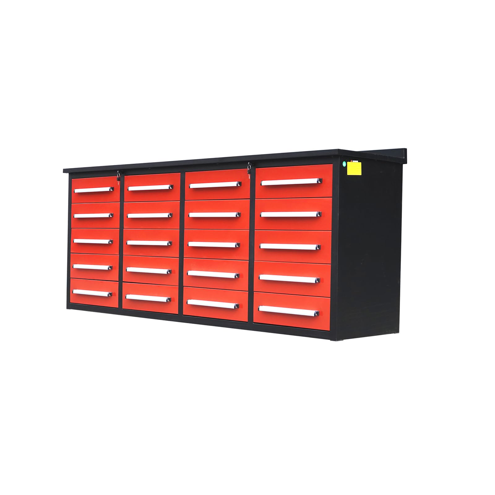 TTBKA Product Dimensions:87"x23"x39", 7' Garage Storage Cabinets with Workbench 20 Drawers High Capacity, All Welded Steel, 3 Rail Sliding, Heavy-Duty Double Slides on Large Drawers